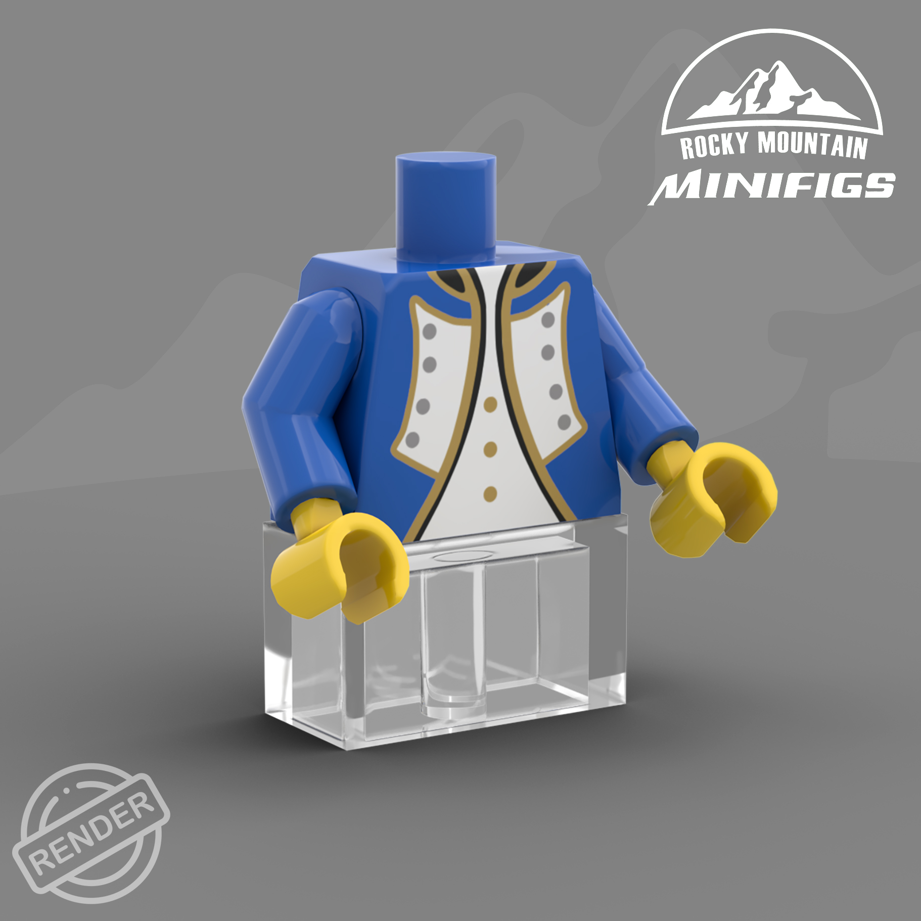 Full Color Classic Pirates Imperial Admiral Governor Torso - Rocky ...