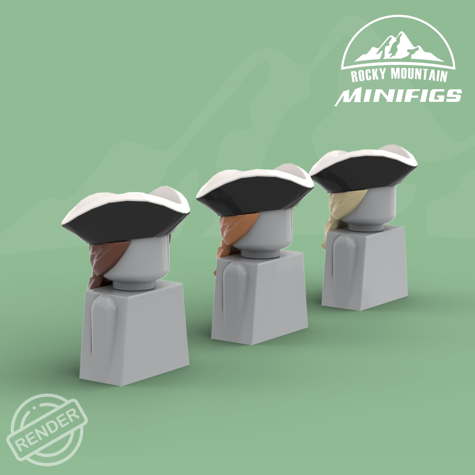 Revolutionary War Tricorner Hat with White Trim & Dual-Molded Hair ...