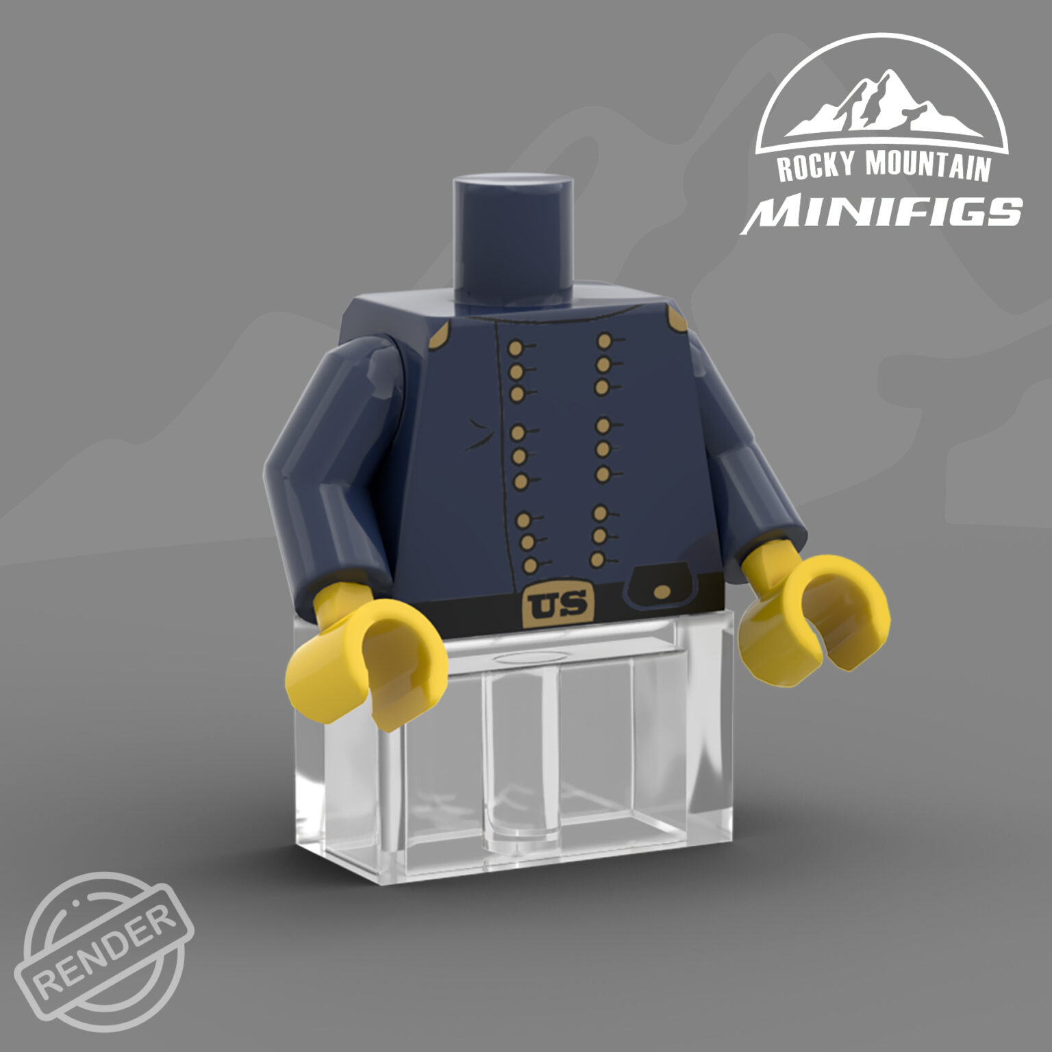 Civil War Union Officer Torso - Rocky Mountain Minifigs