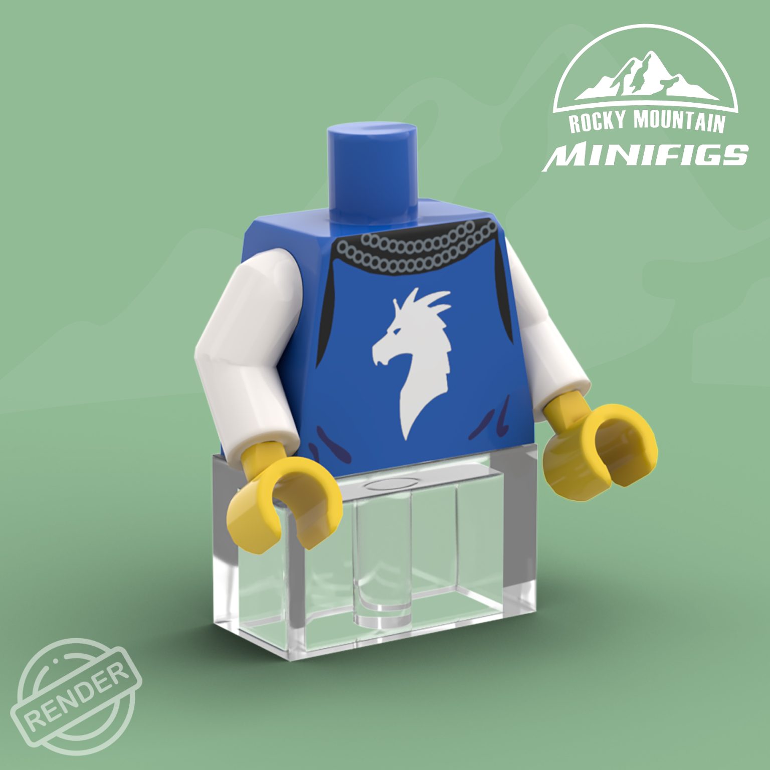 Paladin White Dragon Knight Torso - Rocky Mountain Minifigs