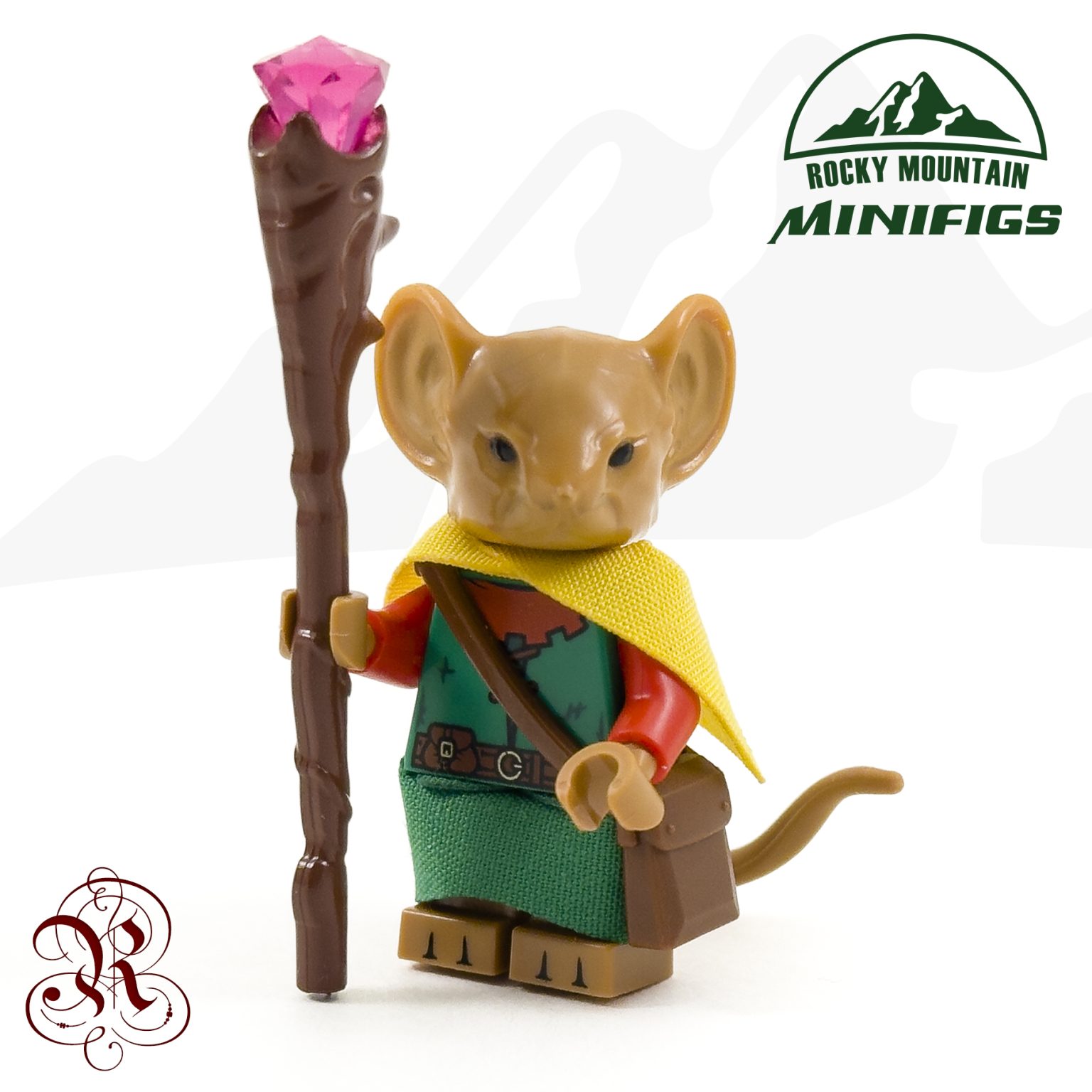 Woodland Creatures Nougat Abbey Mouse with Green Tunic and Staff ...