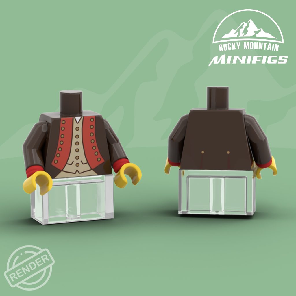 Revolutionary War Soldier Torso with Red Trim - Rocky Mountain Minifigs